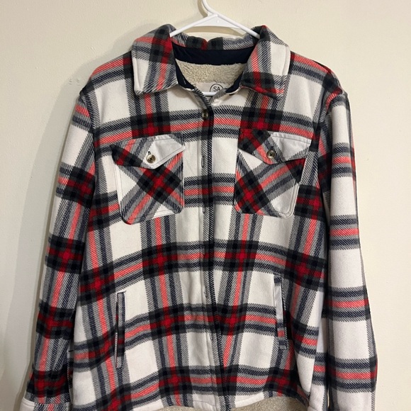 Sage Collective | Jackets & Coats | Red And Black Plaid Flannel Jacket ...